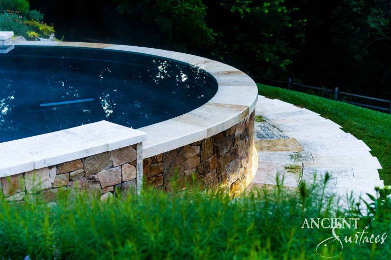 Crafting Serenity: The Enduring Beauty of Reclaimed Limestone Pool Coping